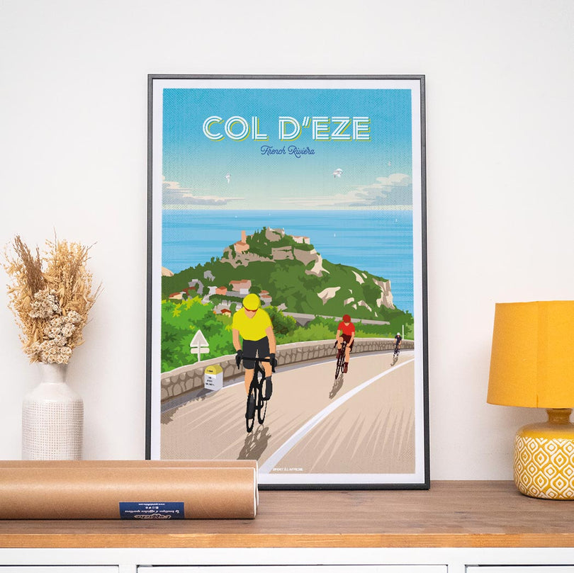 Affiche Cyclisme - Affiche Col d'Eze - Affiche Nice French Riviera ...