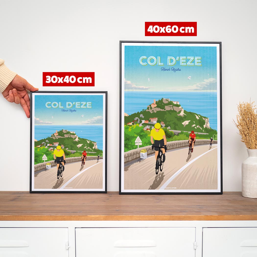 Affiche Cyclisme - Affiche Col d'Eze - Affiche Nice French Riviera ...