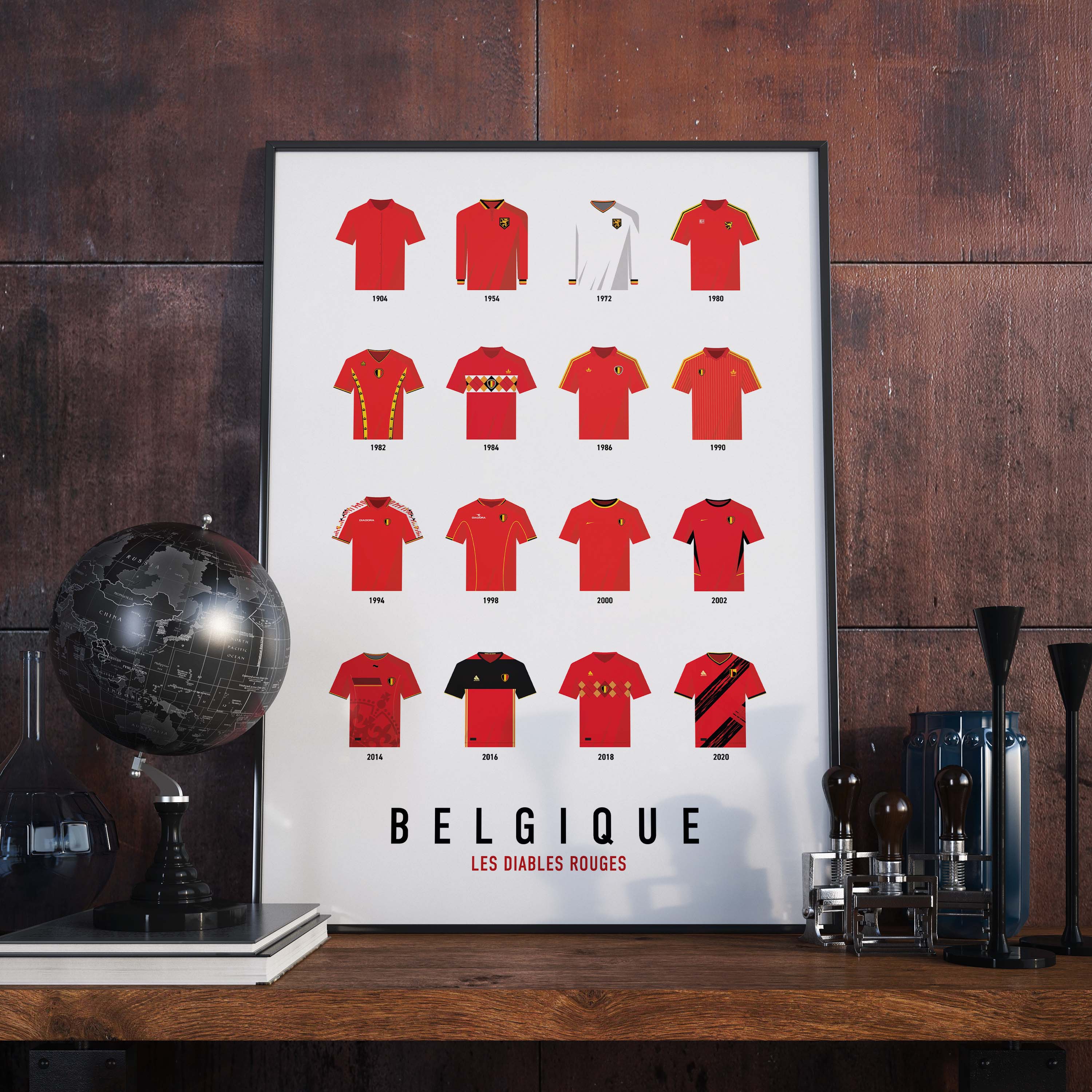 Affiche Football Belgique Maillots Historiques Diables Rouges – Sport à ...